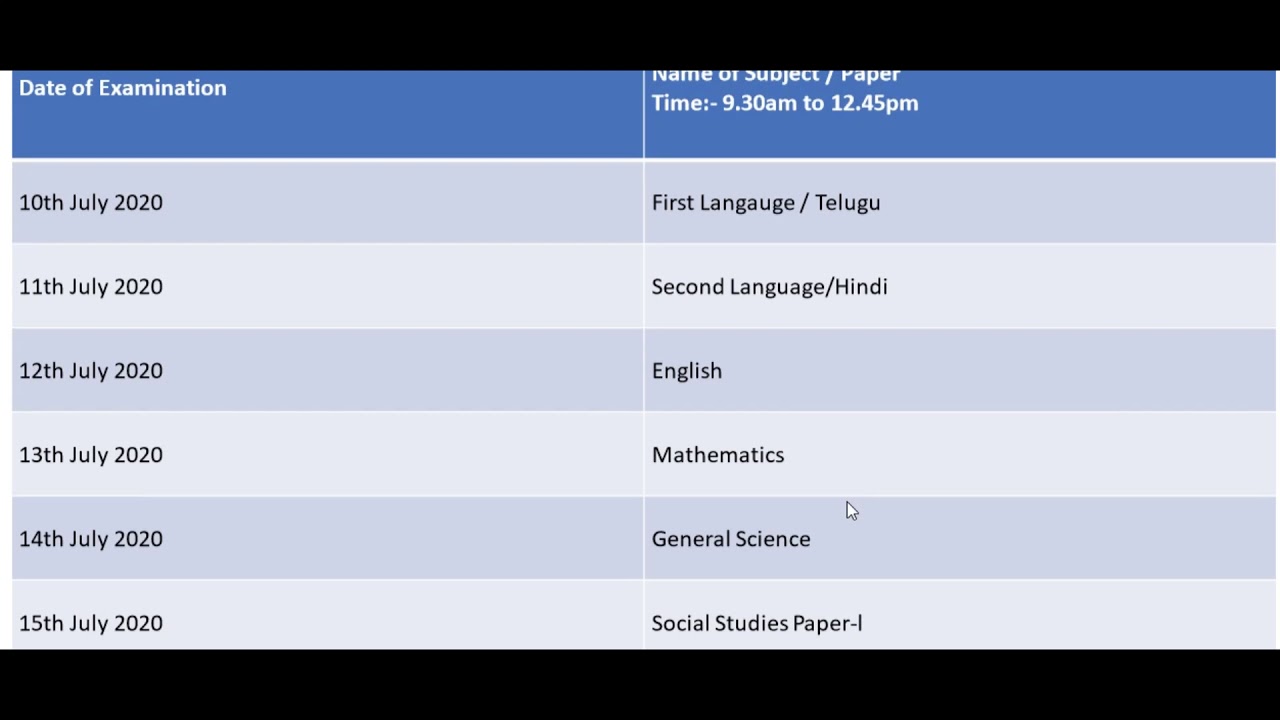 AP 10th Class Schedule - YouTube