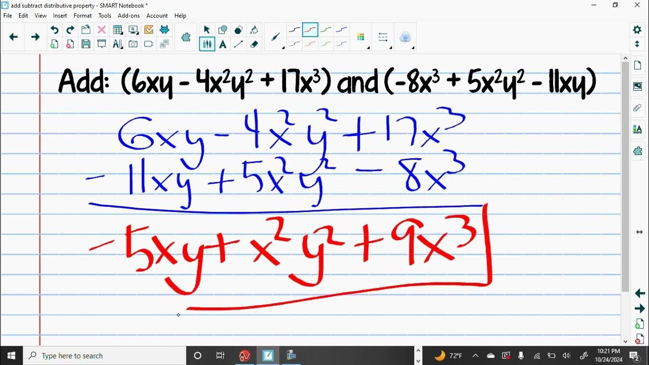 Add Subtract Polynomials Distributive Property - YouTube