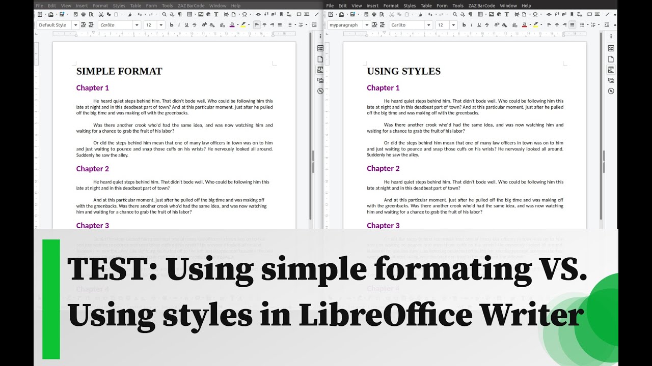 TEST: Using simple formating VS. Using styles in LibreOffice Writer ...