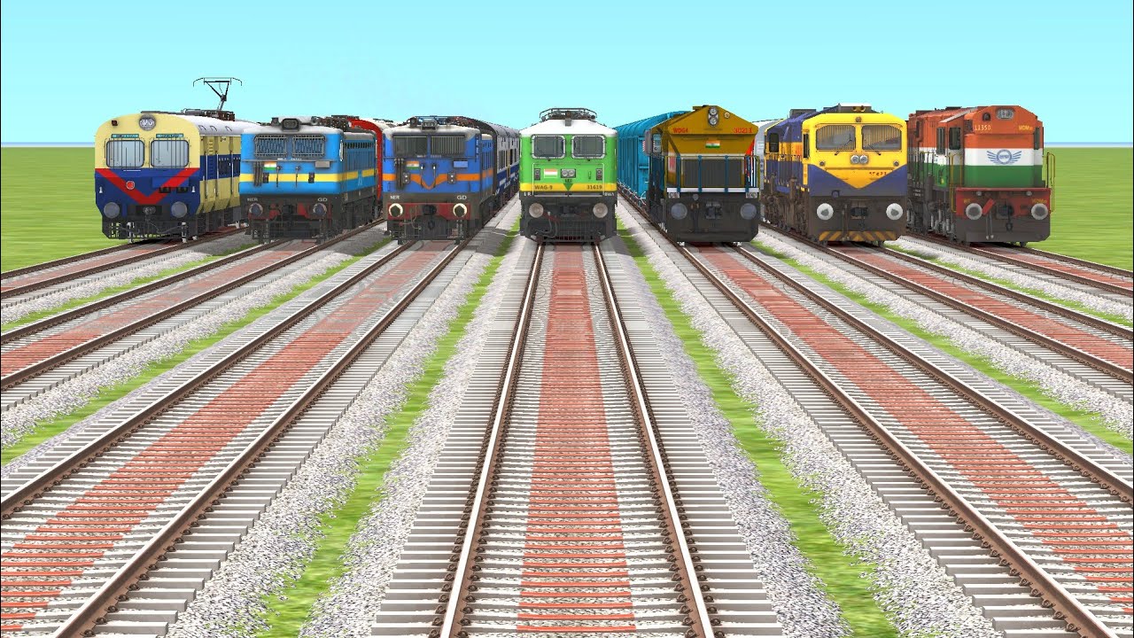 7 TRAIN CROSSING ON BRANCHED RAILROAD TRACK | Indian Railway | Train ...