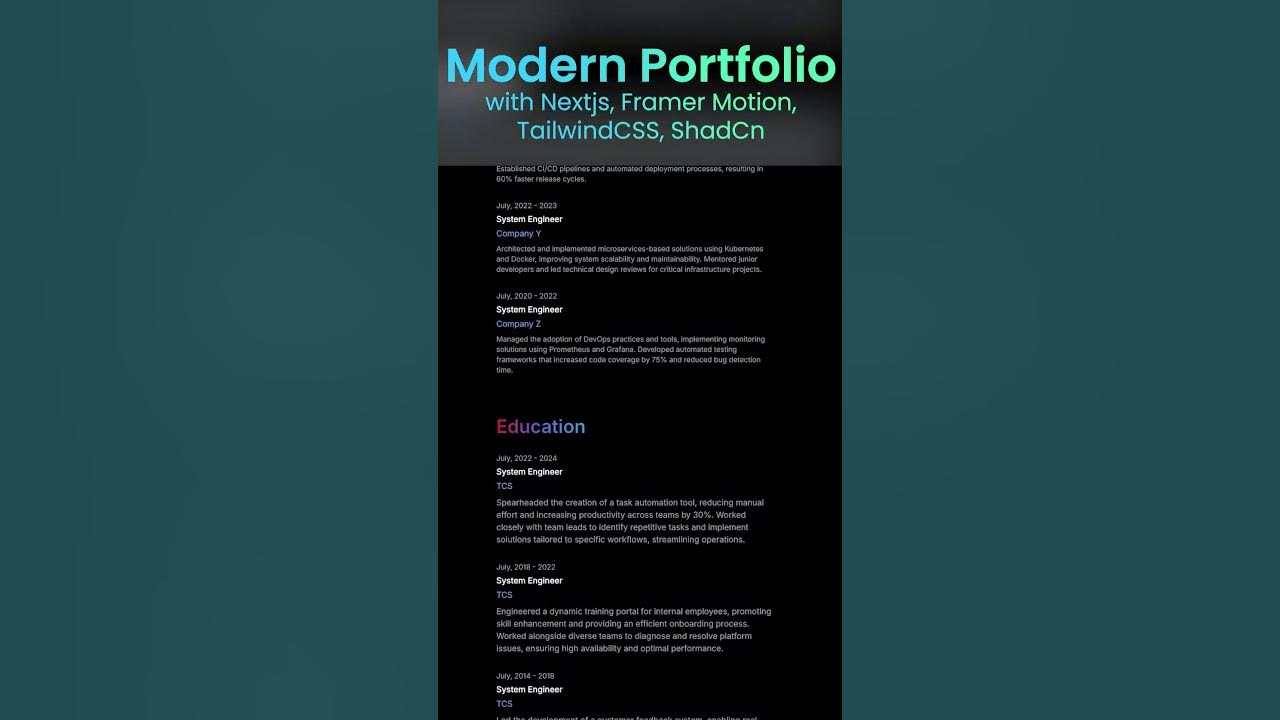 Create Modern Portfolio Website with Nextjs, TailwindCSS, Framer Motion, shadCn Tutorial # ...