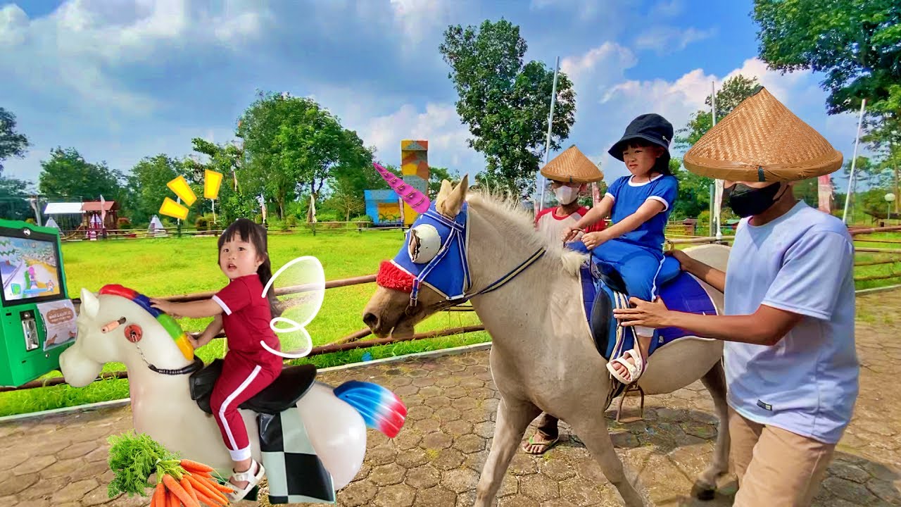 Kejar Kejaran Naik Kuda Poni dan Kuda Mainan - Ketemu Monyet Berenang ...