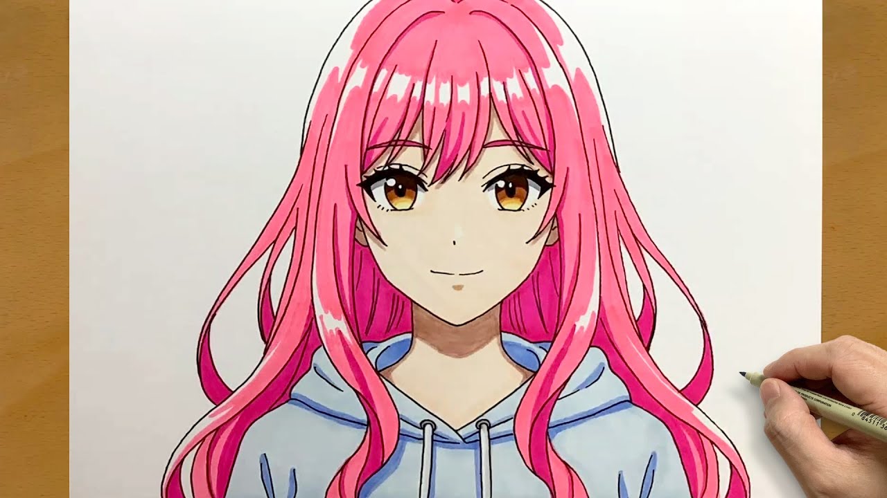 How to Draw a Beautiful Anime Girl Step by Step || Pink Hair Anime ...