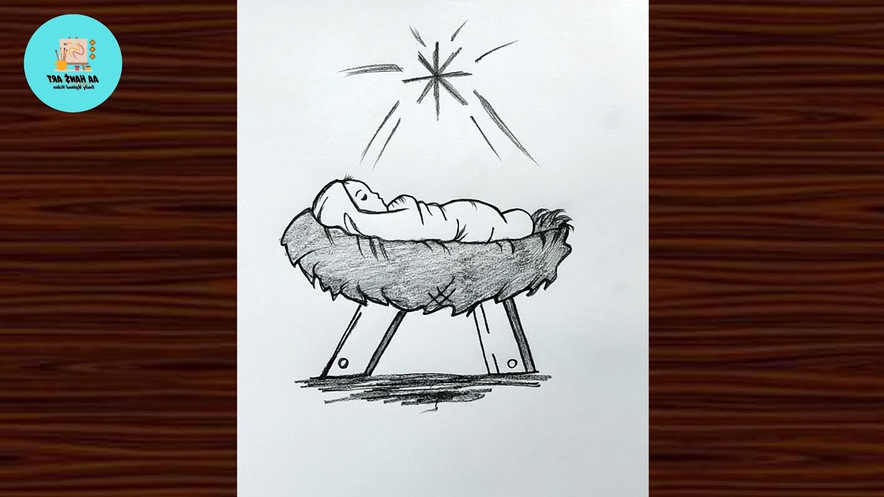 How To Draw Christmas crib||crib Drawing step by step||Easy Drawing ...