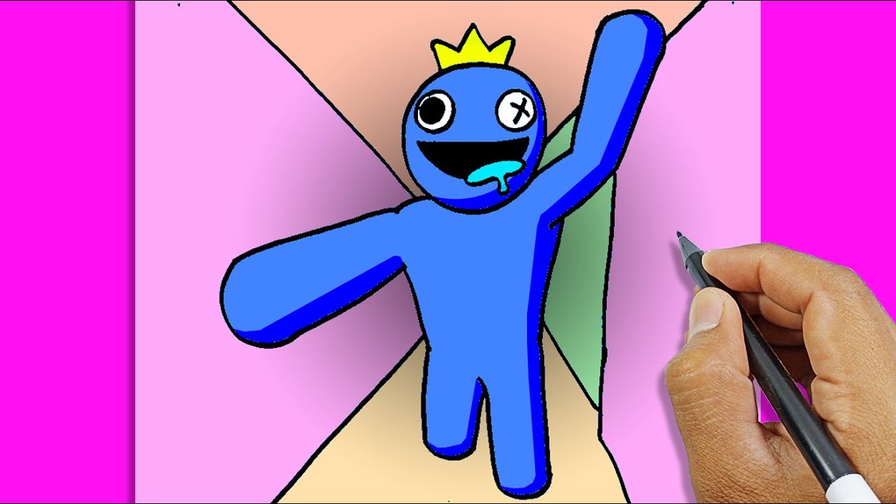 How To Draw Rainbow Friends Blue Run | Rainbow Friends Drawing - YouTube