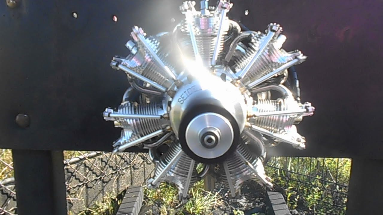 SEIDEL SE-170cc 7 Cylinders radial engine on bench - YouTube