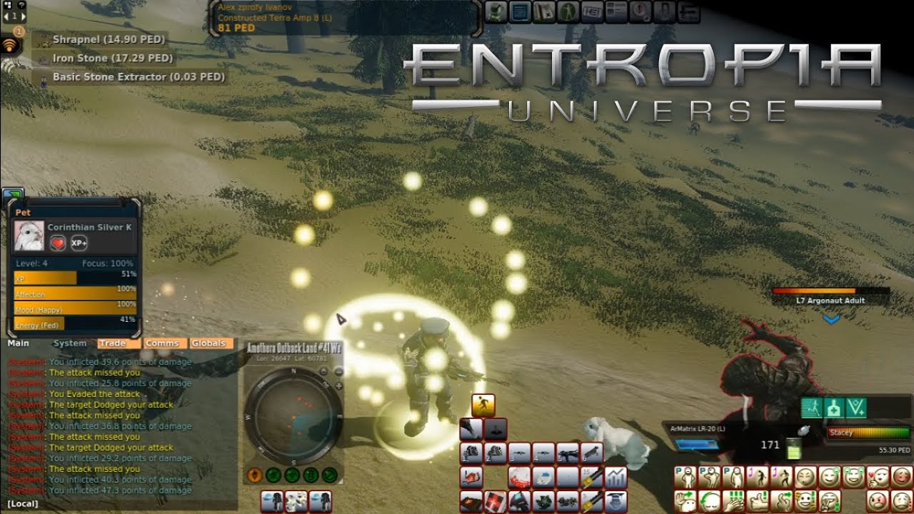 Entropia Universe: 50 Ped Atrax & 70 Ped Argonaut Hunt - YouTube