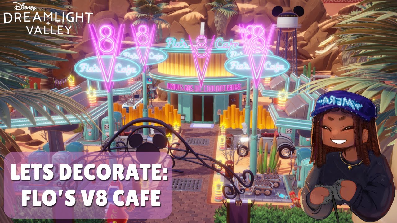 DECORATING FLO'S V8 CAFE | DISNEY DREAMLIGHT VALLEY - YouTube