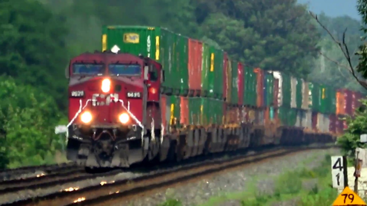 Huge Canadian Pacific Double Stack Train in 4K UHD - YouTube