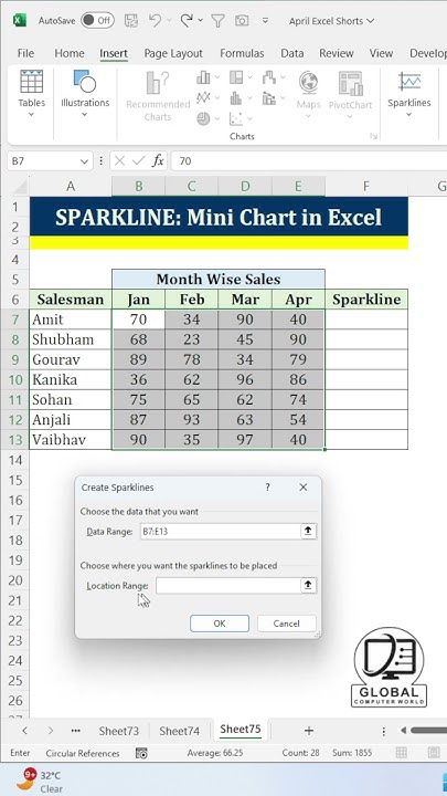 📈 Sparkline in Excel – Mini Chart in One Cell! #excel #excelshorts #exceltutorial #ytshorts # ...