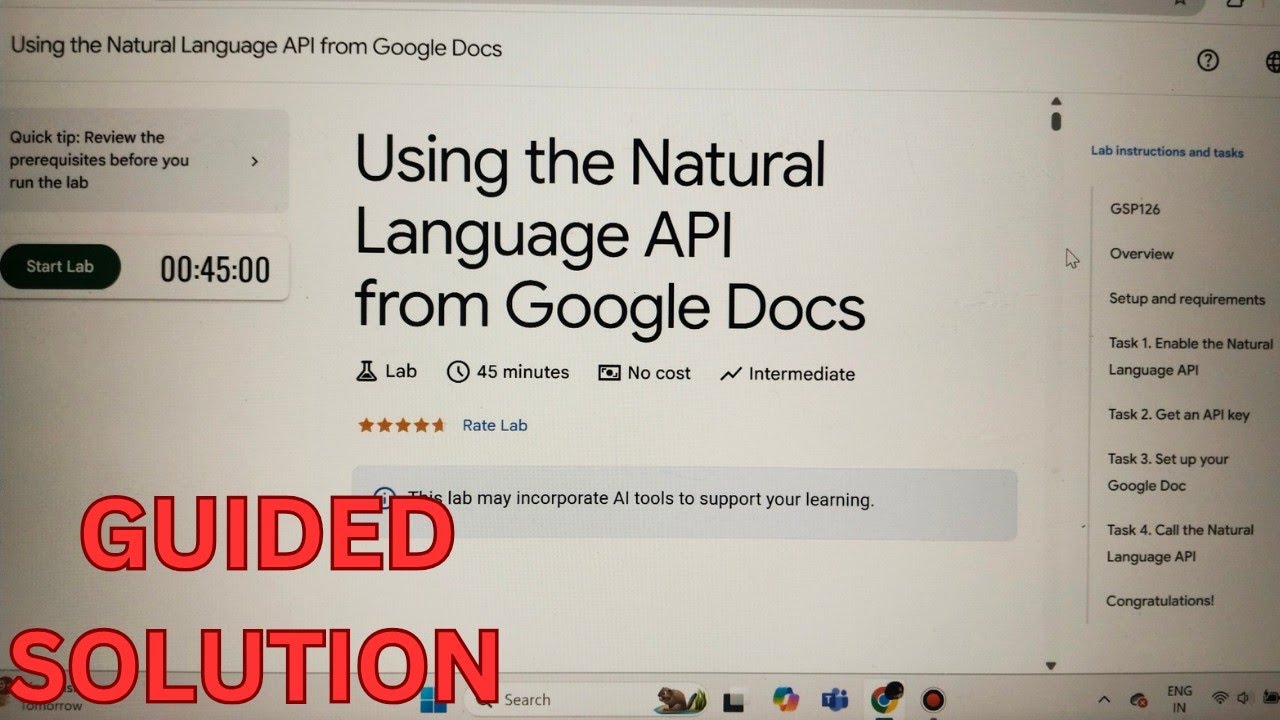 Using the Natural Language API from Google Docs Full Guided Solution ...