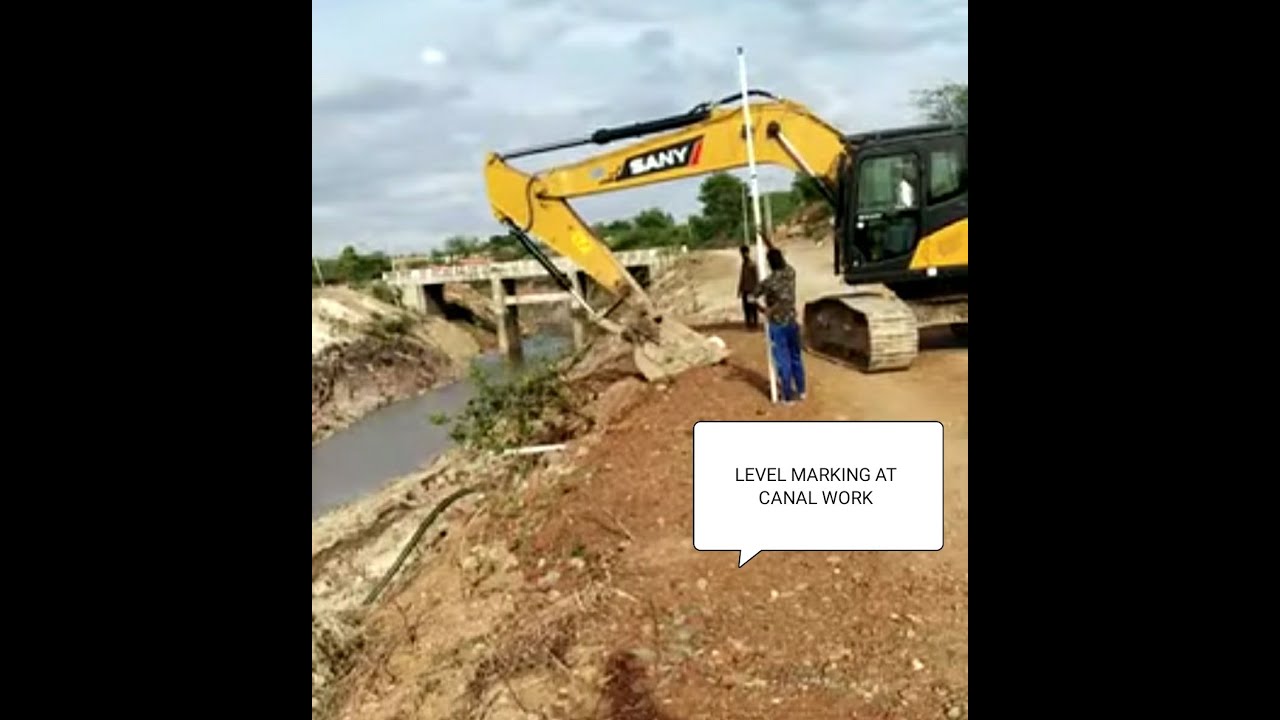 Civil engineering, canal work, level marking at maincanal work. - YouTube