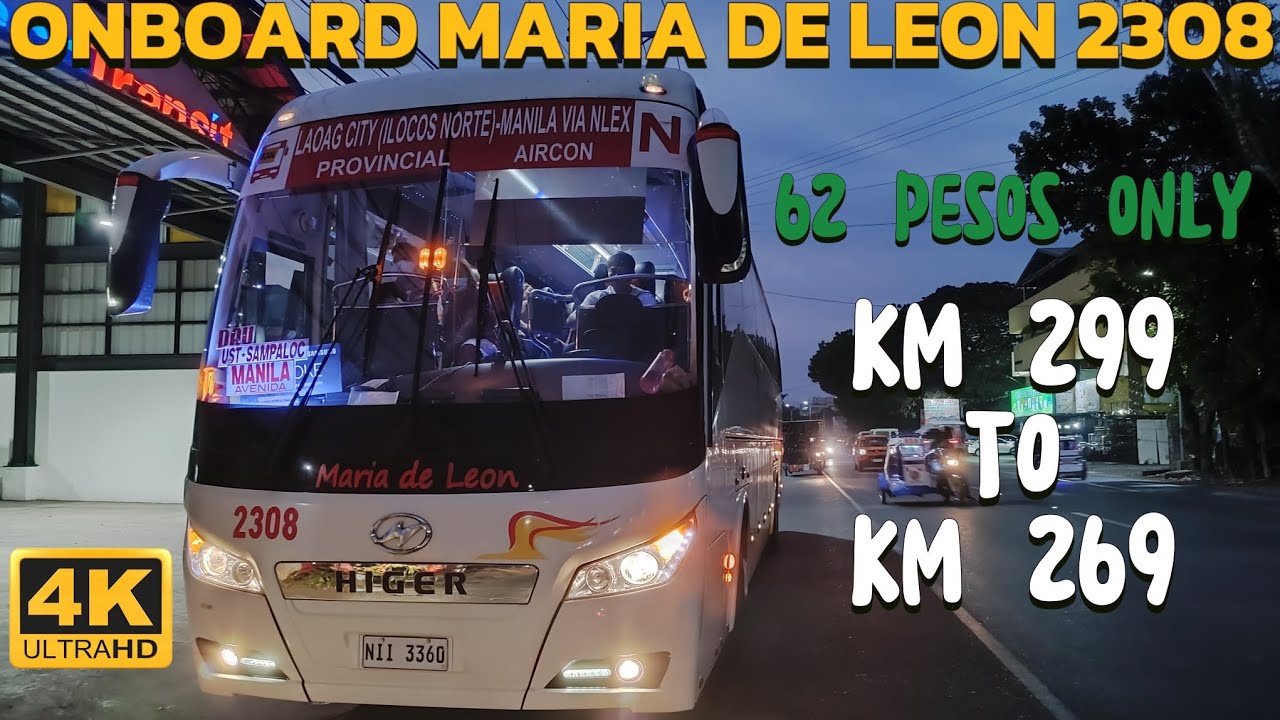 ONBOARD MARIA DE LEON 2308. PINAKAMURANG PAMASAHE NA BUS COMPANY NA ...