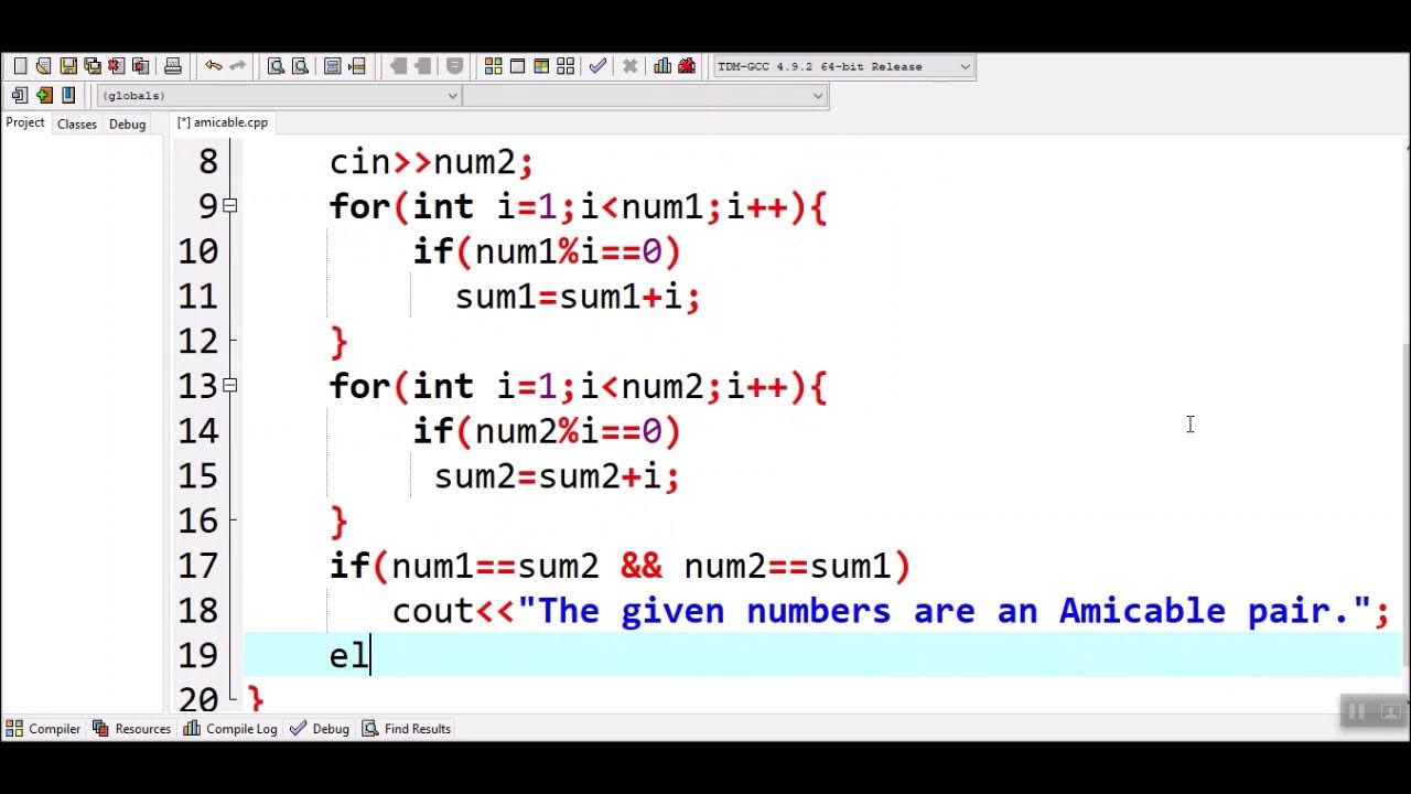 How to check whether two numbers are Amicable Numbers or not in C++ ...