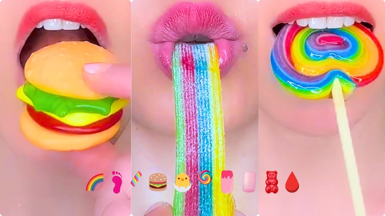 ASMR MUKBANG 1 HOUR ASMR COMPILATION Gummy Candy & Crunchy Food 컬러풀 캔디 ...