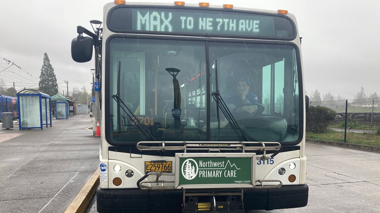 Trimet line 98 shuttle bus Westbound to NE 7th Ave full ride! - YouTube