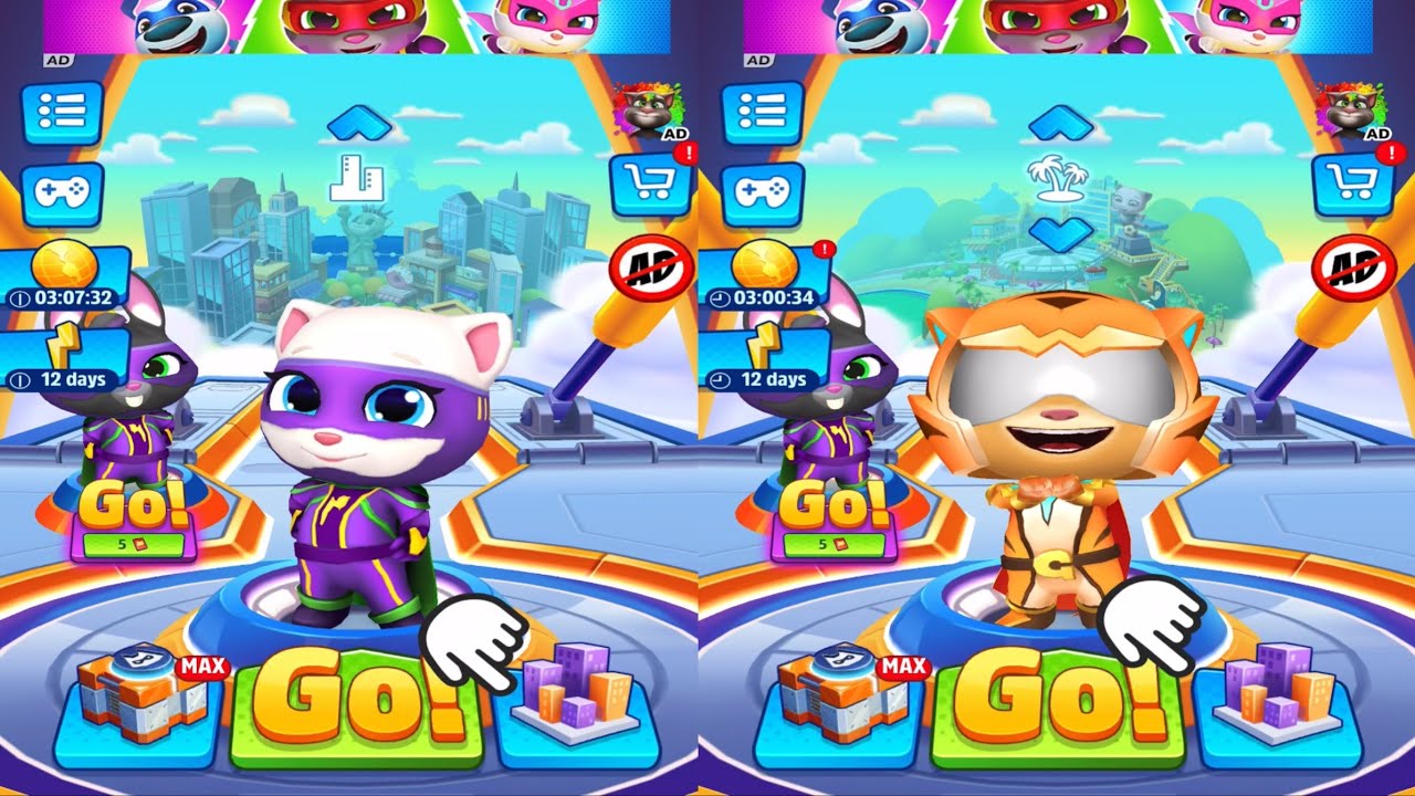 Talking Tom Hero Dash Lightning Angela VS Tiger Ginger Gameplay - YouTube