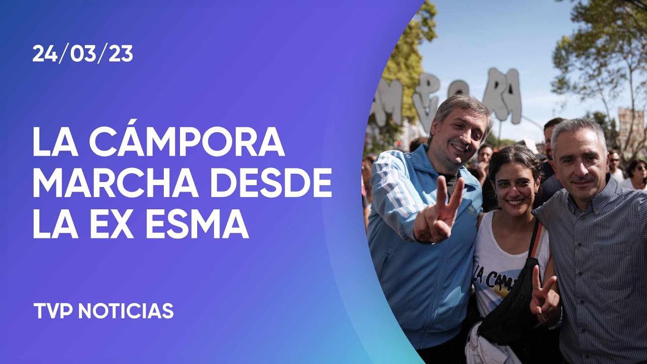 La columna de La Cámpora se dirige a Plaza de Mayo - YouTube