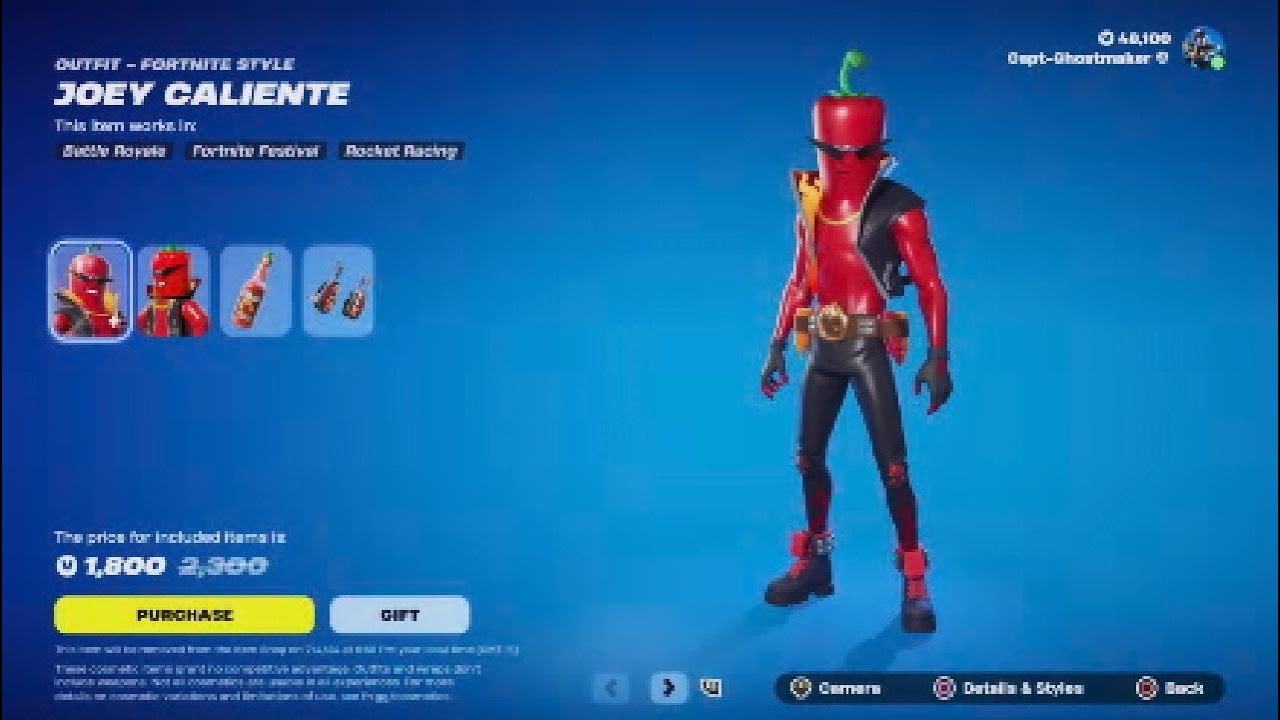 Fortnite item shop new Joey caliente skin + new entranced emote - YouTube