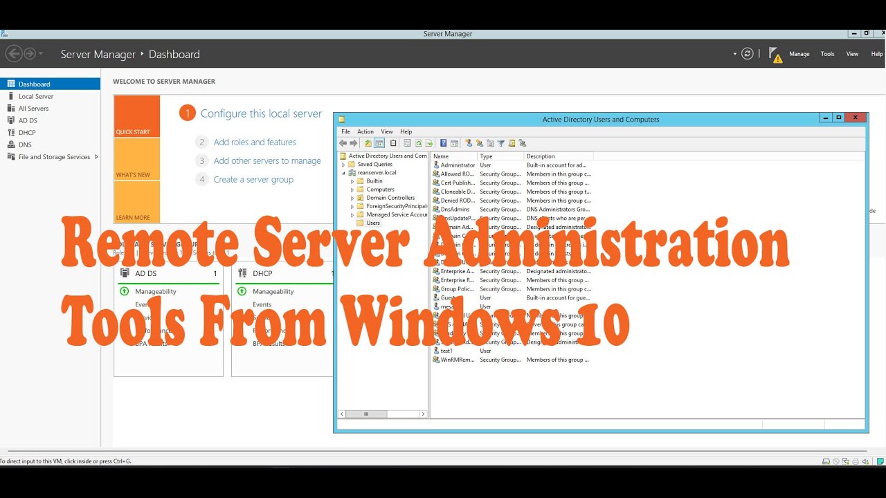 Remote server administrator tool with window 10 - YouTube