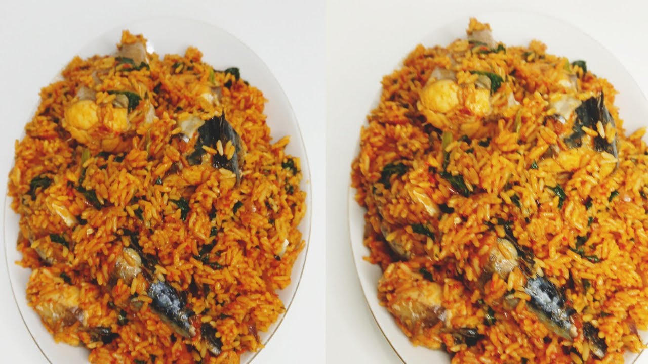How to make Mackerel Fish and Spinach//Easy Nigerian Rice - YouTube