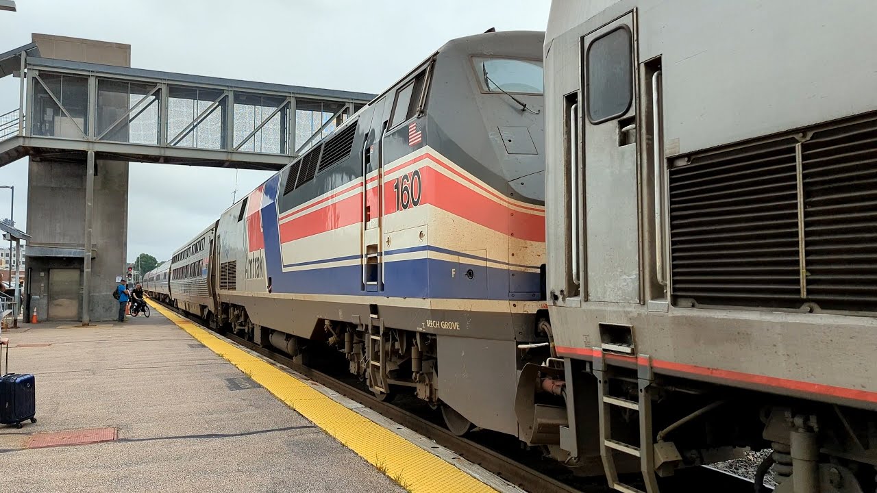 Amtrak "Pepsi Can" Heritage Unit #160 in Framingham, MA - YouTube