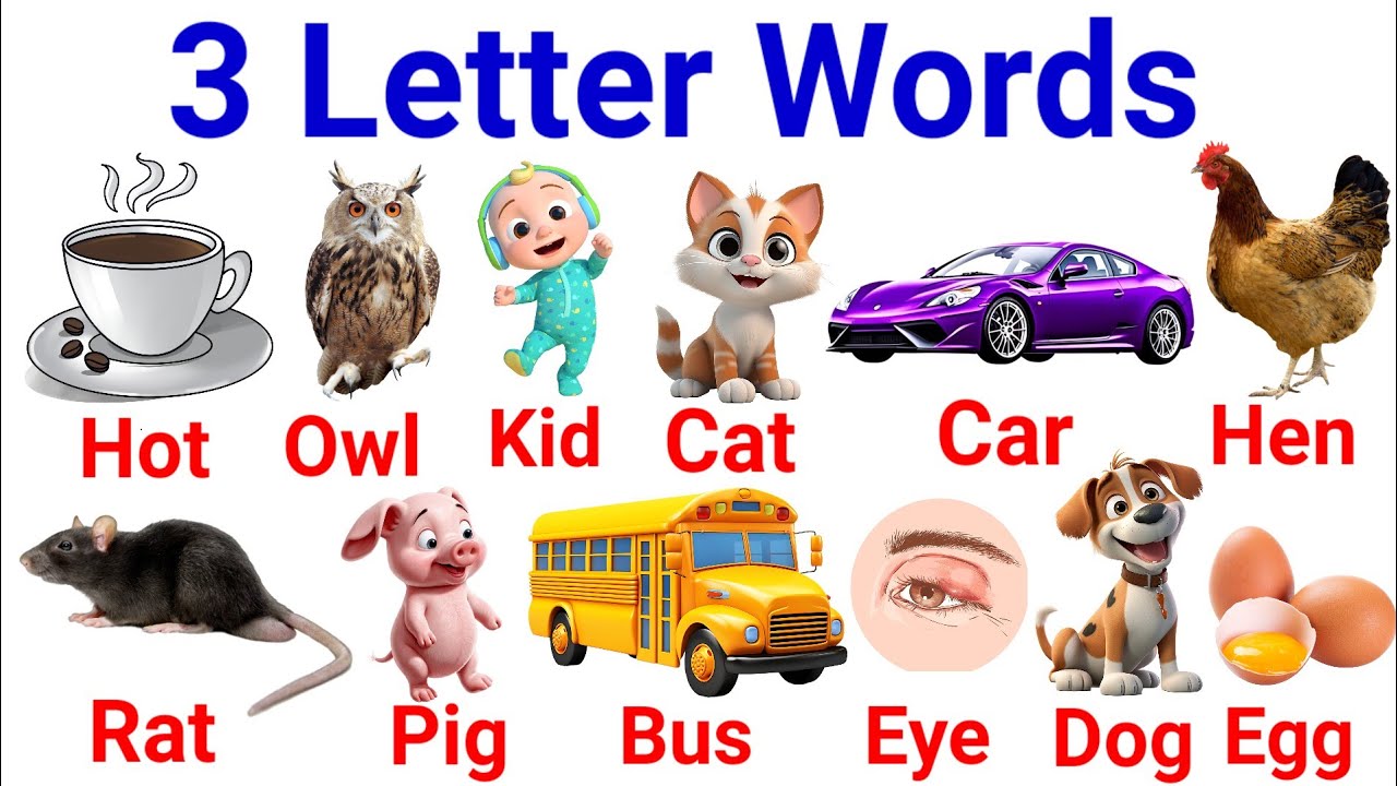 Three Letter Words | Vocabulary For Kids | English For Toddlers | # ...