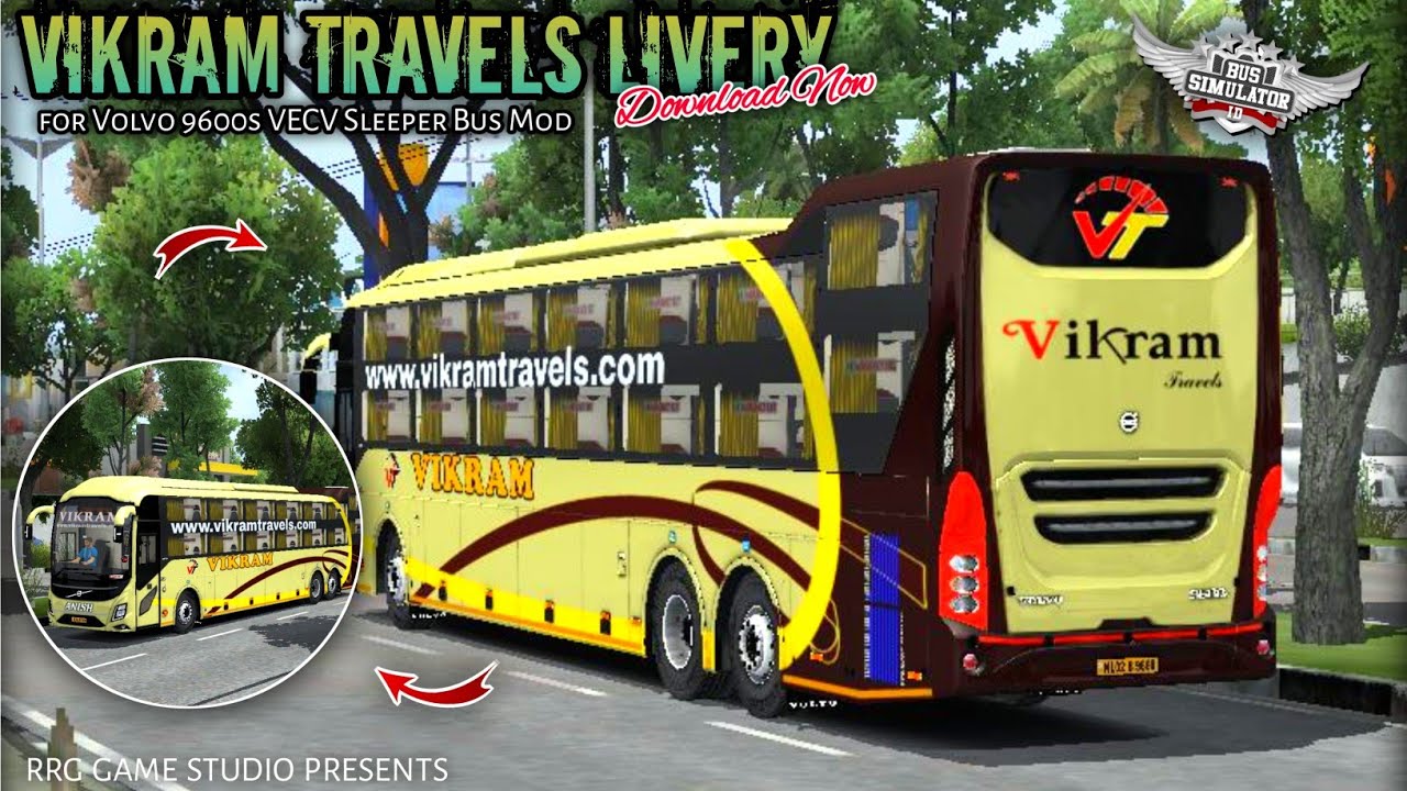 🤩🔥Vikram Travels Livery for Volvo 9600s VECV Sleeper Bus Mod | Bussid ...