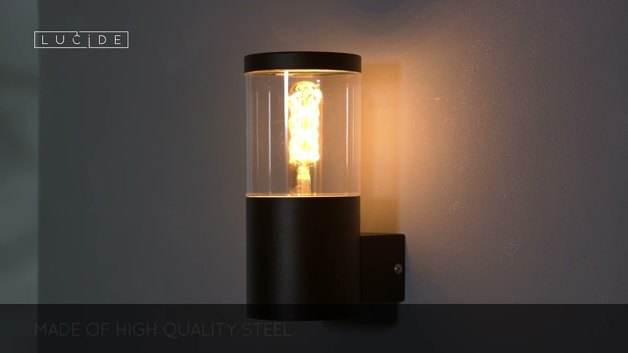 LUCIDE FEDOR OUTDOOR WALL LIGHT - BLACK - YouTube