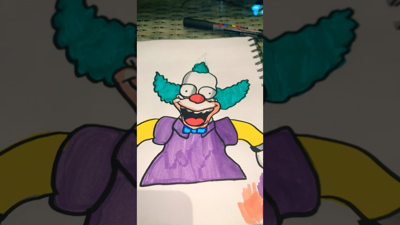 Crusty, the clown, Simpsons art, drawing #art #drawing - YouTube