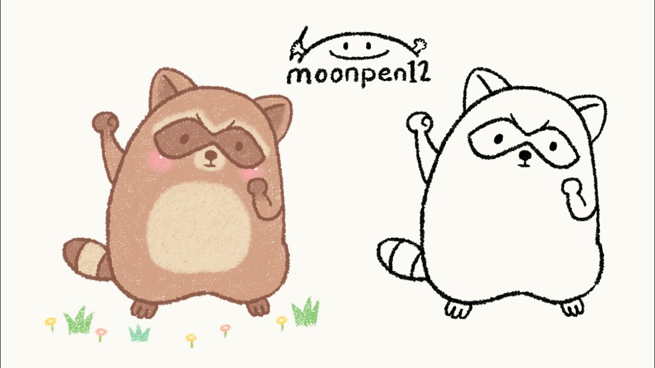 으쌰으쌰 너구리 그리기 cheering raccoon dog drawing - YouTube