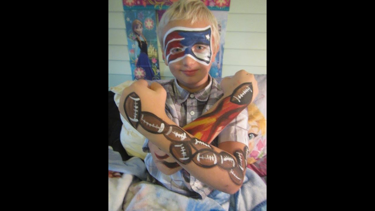 Patriots Style Face painting with Football Arms!(complete live version ...