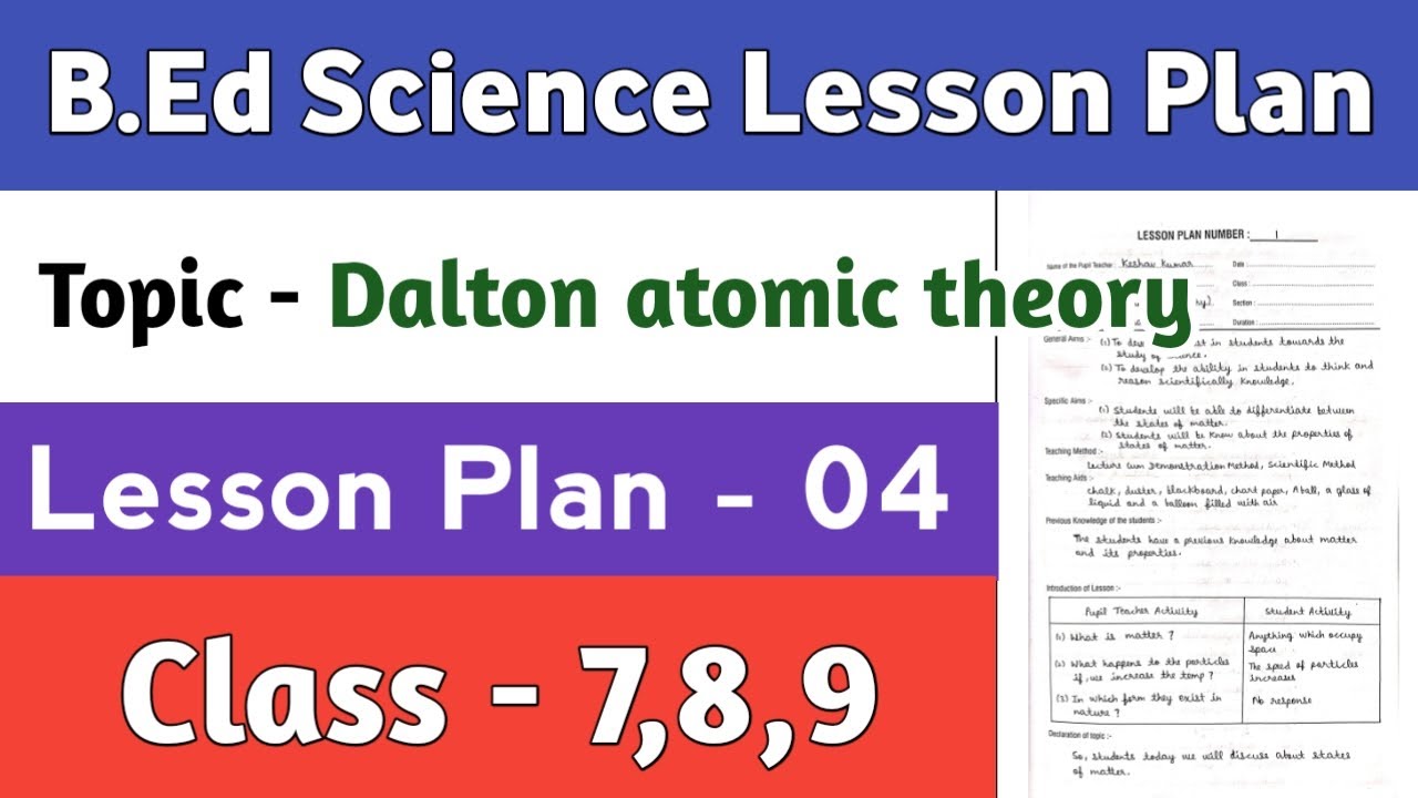 B.Ed science lesson plan | Dalton atomic theory - YouTube