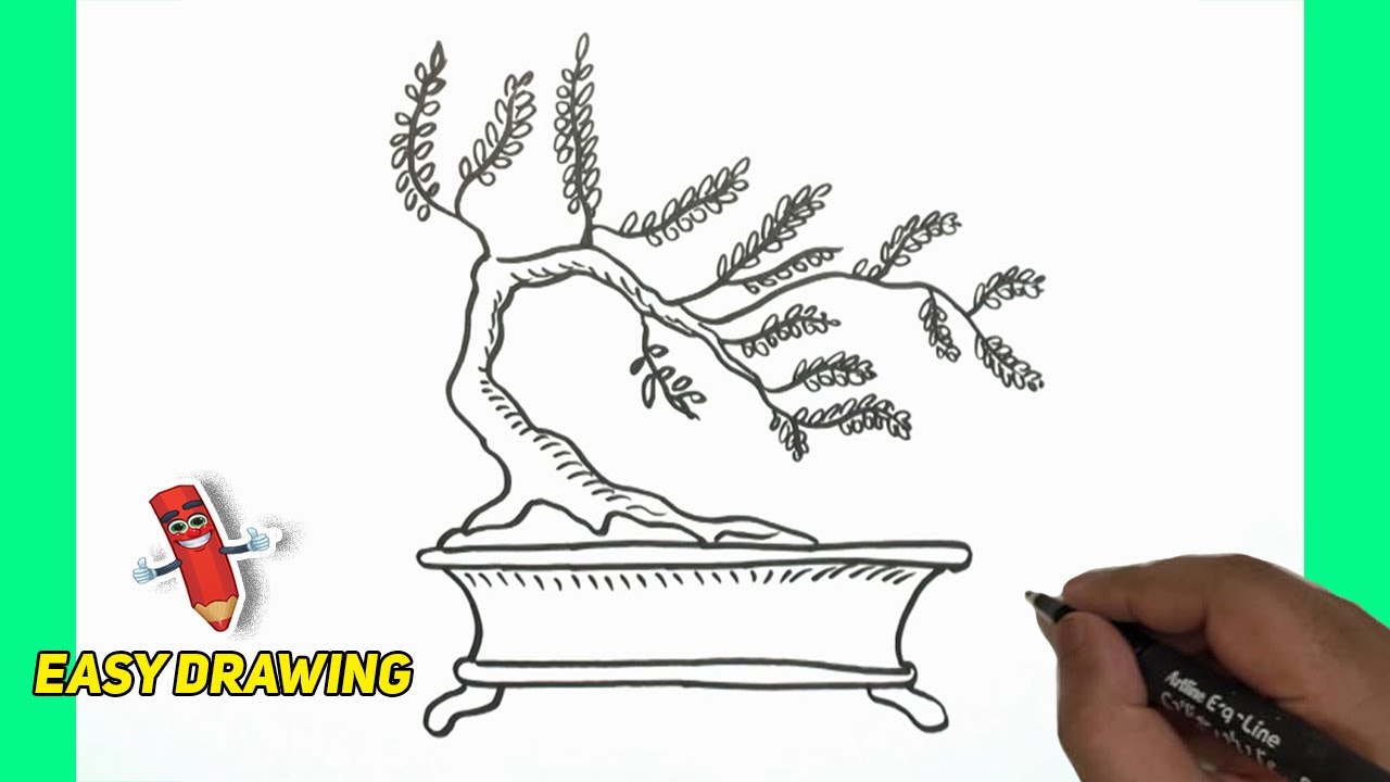 Bonsai Tree Line Drawing