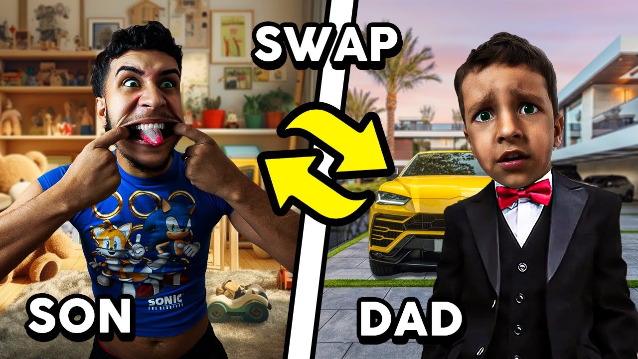 Dad and 4 Year Old Son SWAP LIVES for 24Hrs! *HILARIOUS* - YouTube