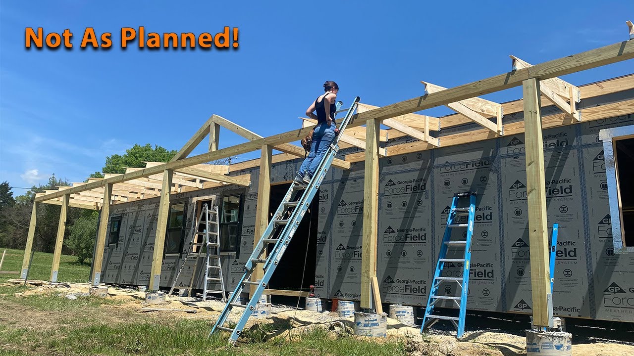 This Did NOT Go As PLANNED! - Installing Rafters on Our Post and Beam ...