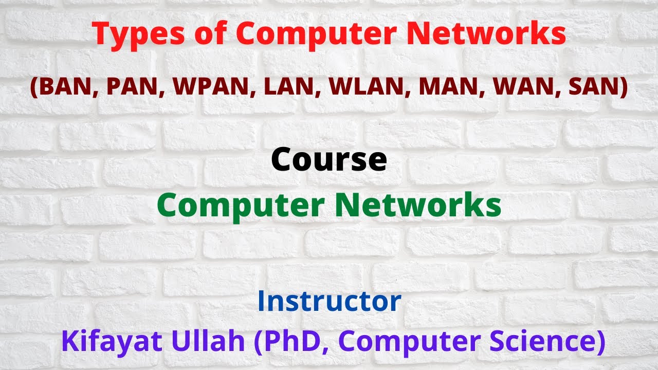 Types of Computer Networks || BAN, PAN, WPAN, LAN, WLAN, MAN, WAN, SAN ...