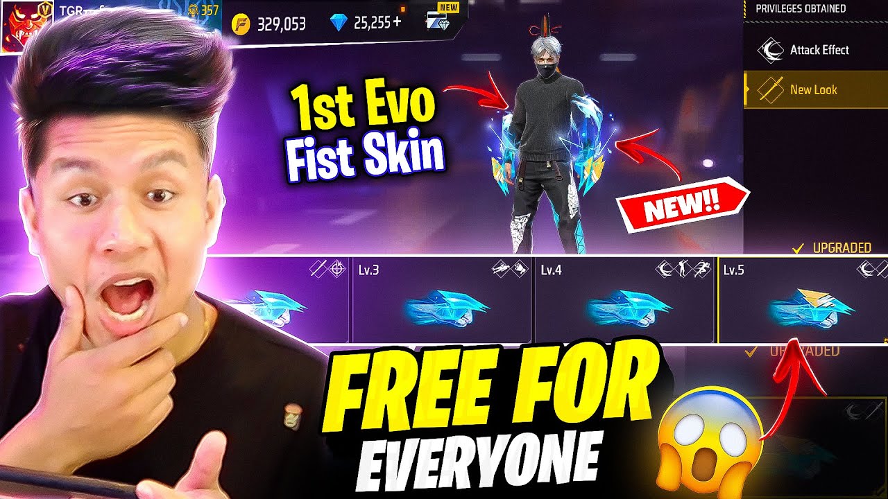 1st Time in Free Fire Evo Fist Skin For Free 😱 Lvl 5 Fully Upgraded😍Tonde Gamer - Garena Free ...