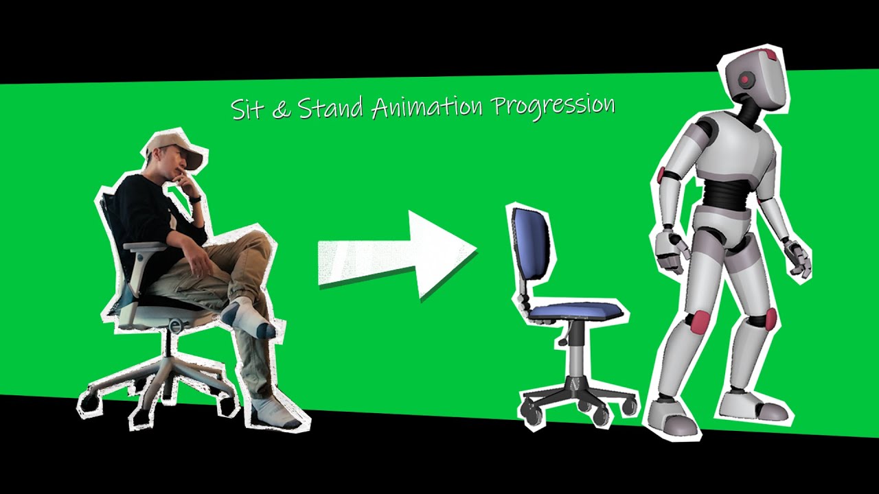 Sit & Stand Animation Progression [앉았다 일어나기 애니메이션 과정] - YouTube