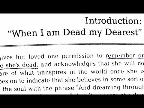 When I am Dead My Dearest || Introduction || Text || Paraphrasing ...