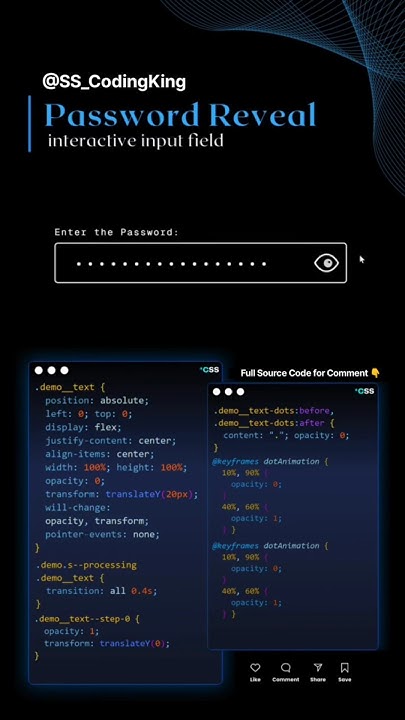 Password Reveal Animation Cssanimationtutorial Learnhtml5andcss3 Htmlcss Css Coding Shorts