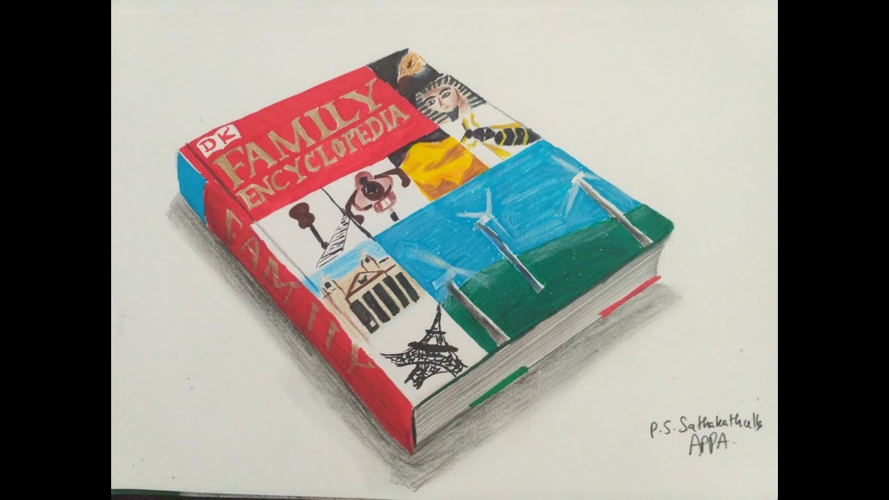 Encyclopedia book drawing - How to draw 3D Art - Spike Arts with Sathak ...