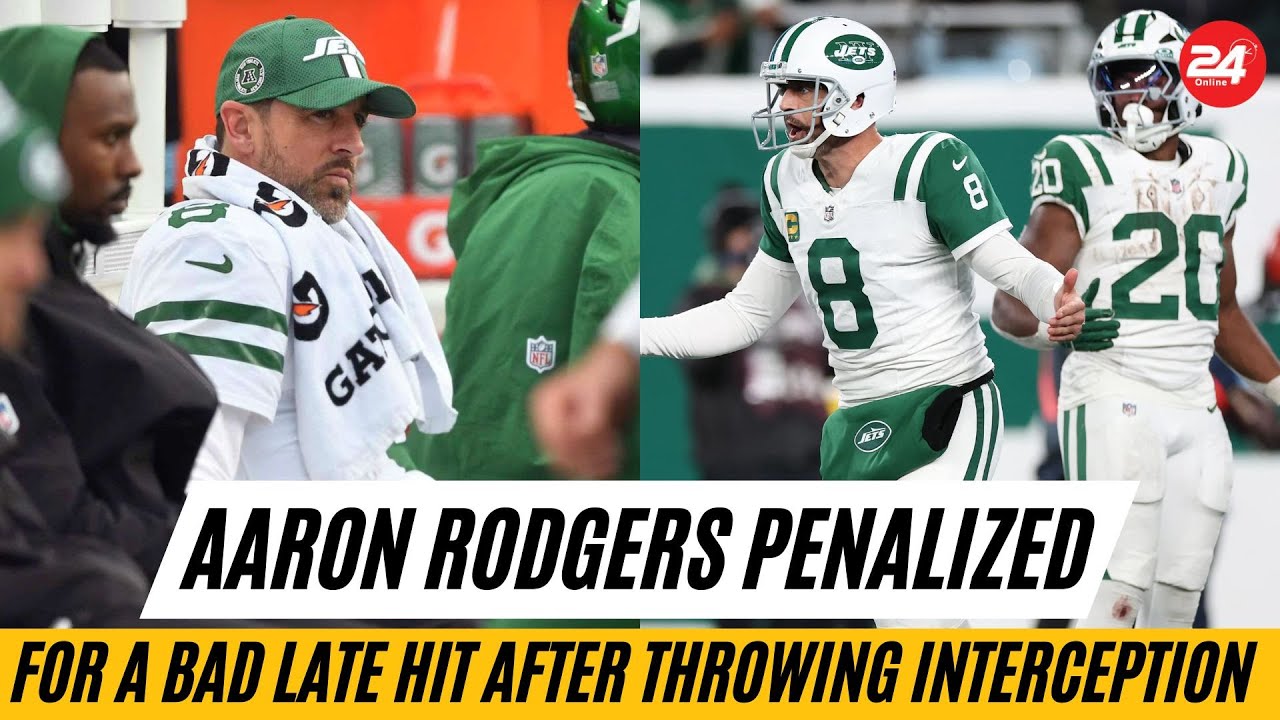 Aaron Rodgers penalized for a bad late hit after throwing interception ...