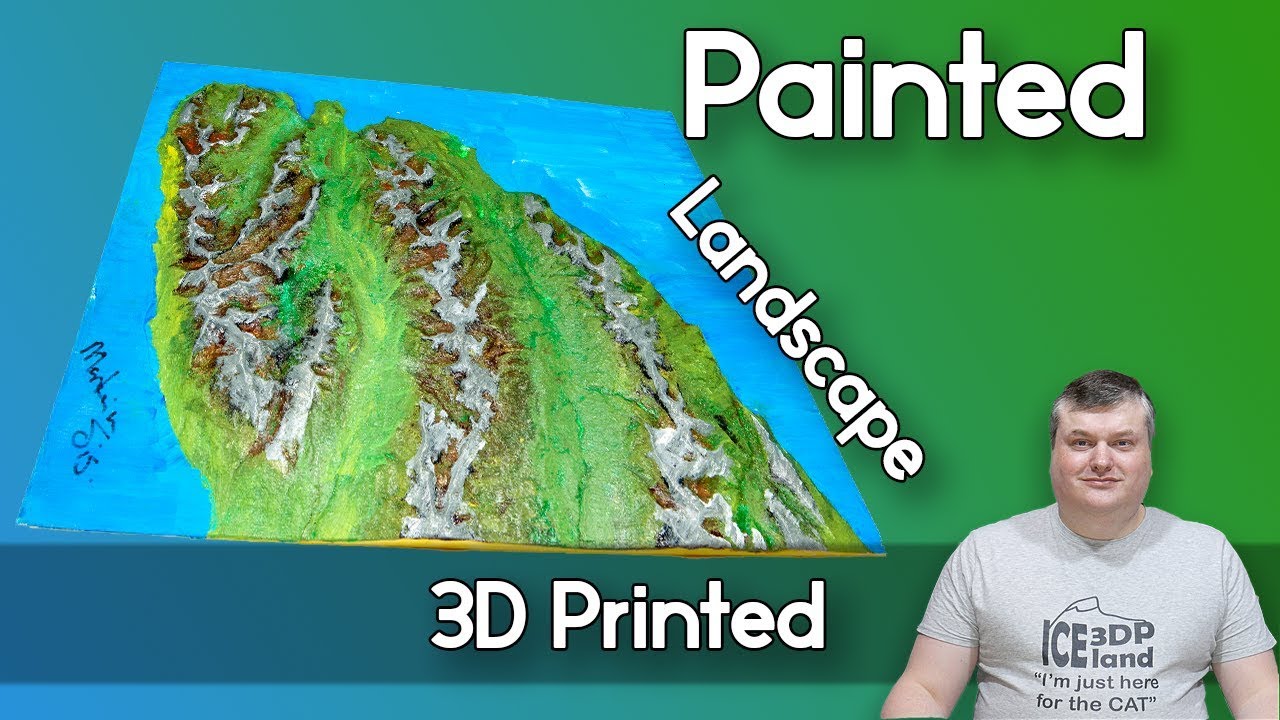 3D Printed and Painted Landscape Grimsfjall - YouTube