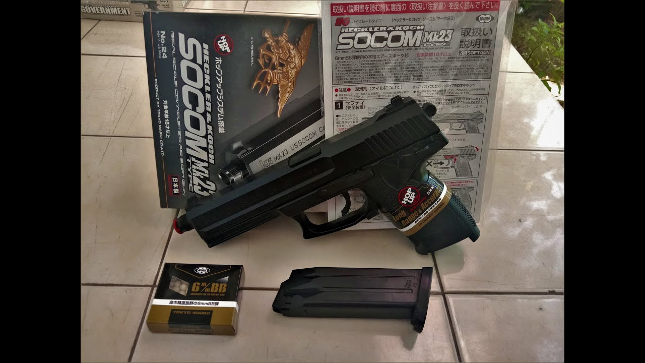 Airsoft Gun Tokyo Marui Spring HK MK23 Socom | Airsoft Indonesia - YouTube