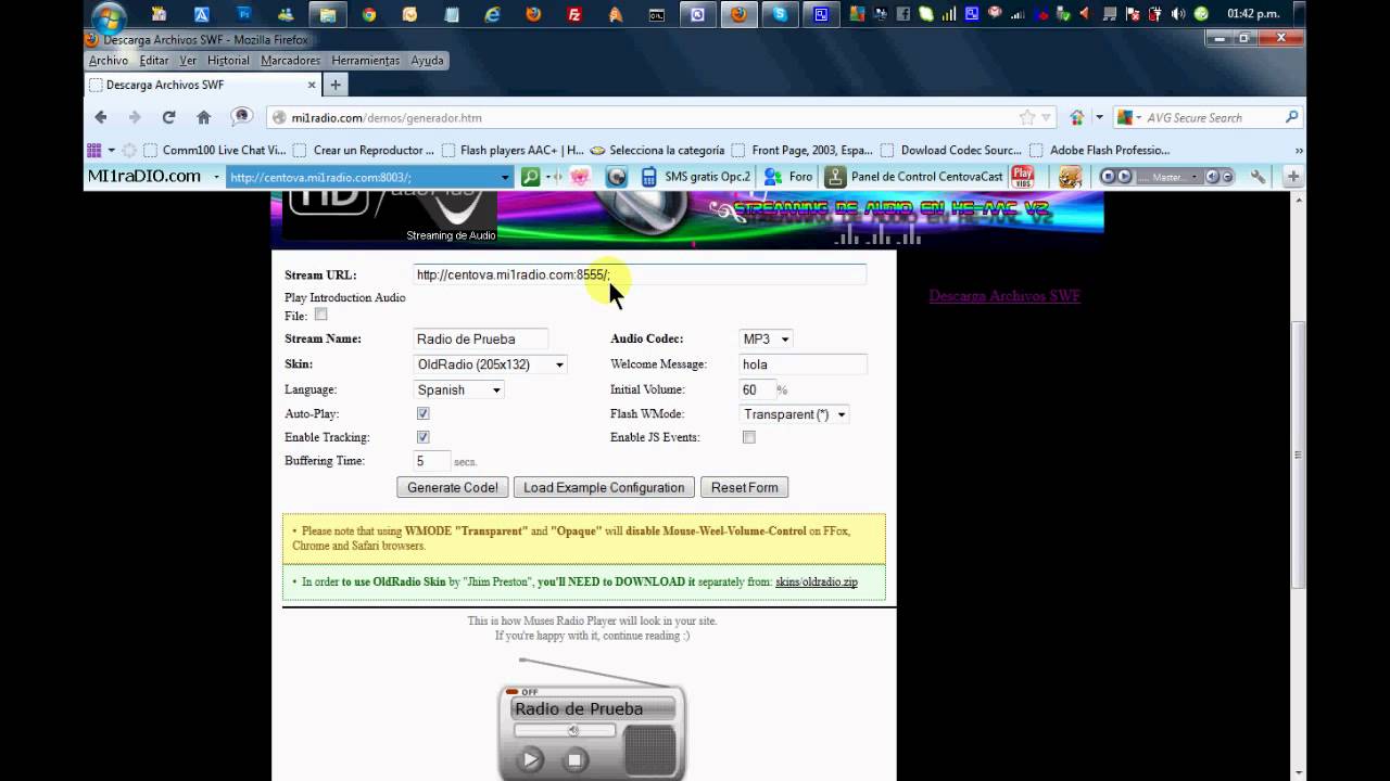tutor de como generar reproductor flash de streaming de audio para mi ...