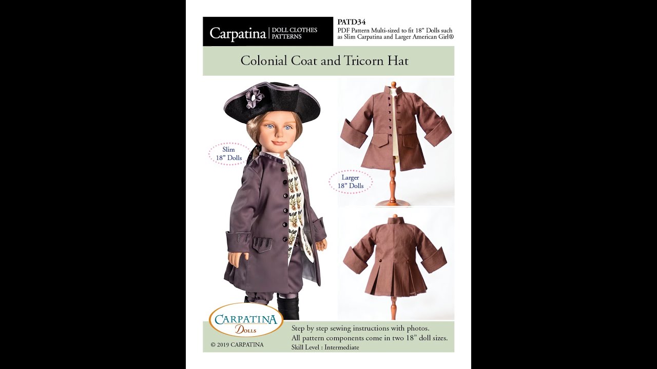 Colonial Coat 18” Doll Pattern Sewing Instructions - YouTube
