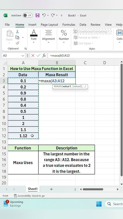 maxa Function |how to use maxa Function in Excel |@Codecraft_learnstech - YouTube