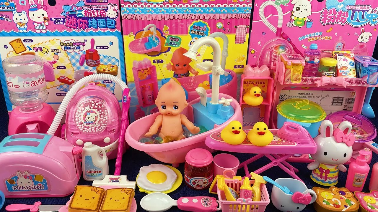 8 Minutes Satisfying with Unboxing Cute Pink Kitchen Toys,Bread Baker ...