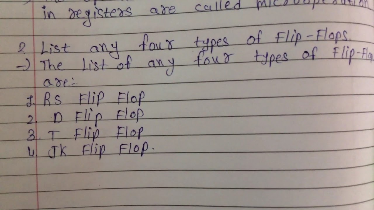 List any four types of flip-flop in computer organisation and ...
